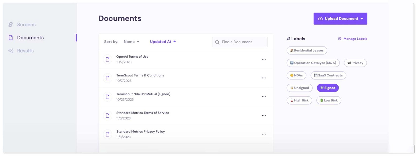 Use Labels to Manage, Organize, and Filter Screens and Documents.